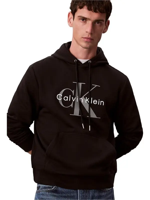 Calvin Klein Monologo Fleece Hoodie - Black