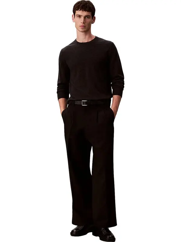 Calvin Klein Pleated Wide-leg Trousers - Black
