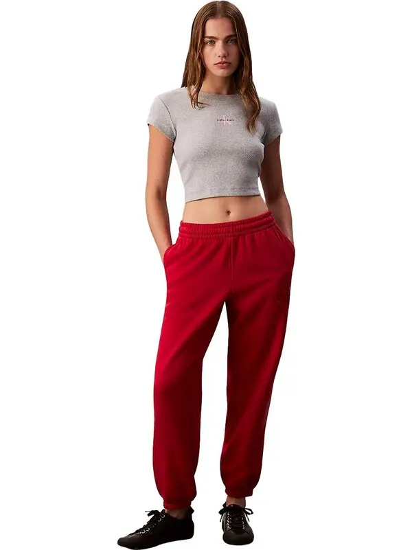 Calvin Klein Fleece Velvet Monologo Sweatpants - Scarlet Sage