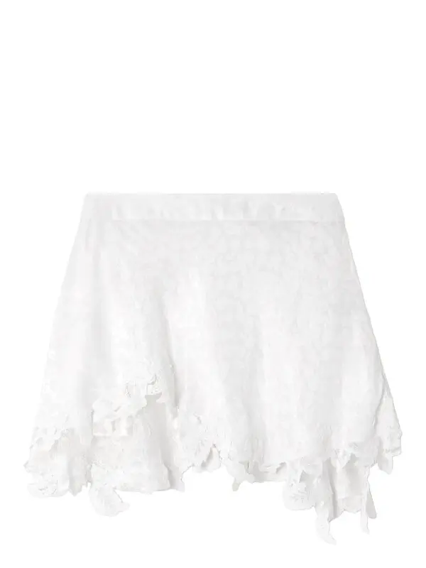 Isabel Marant Reana Lace-trimmed Satin-jacquard Mini Skirt - White