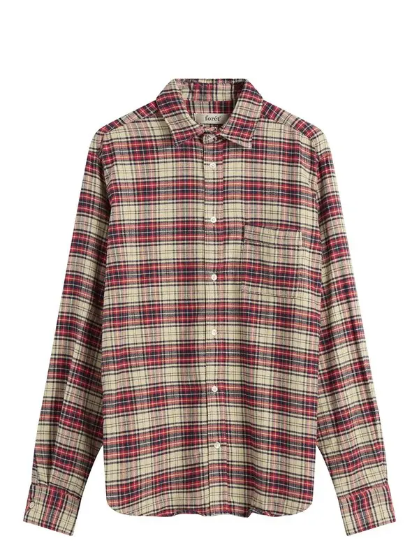 FORET River Flannel Shirt - Red/navy/cloud
