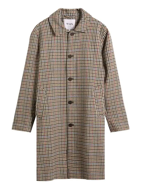 WAX LONDON Stan Houndstooth Check Coat - Natural/multi