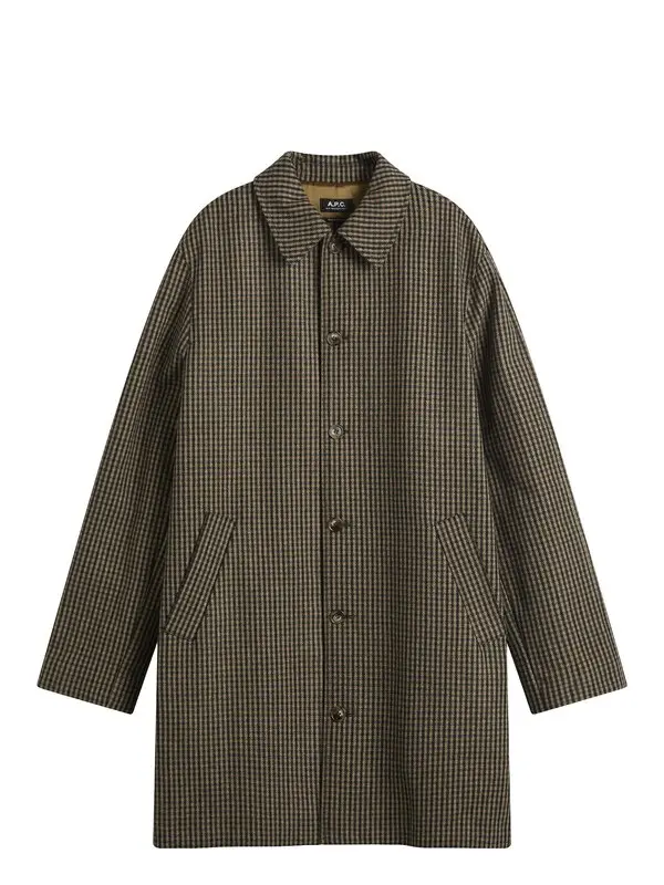 A.p.c. Paul Houndstooth Wool Mac - Brown