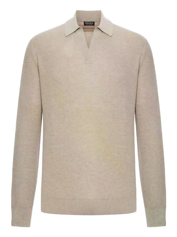 Zegna Cashmere Polo Sweater - Neutrals