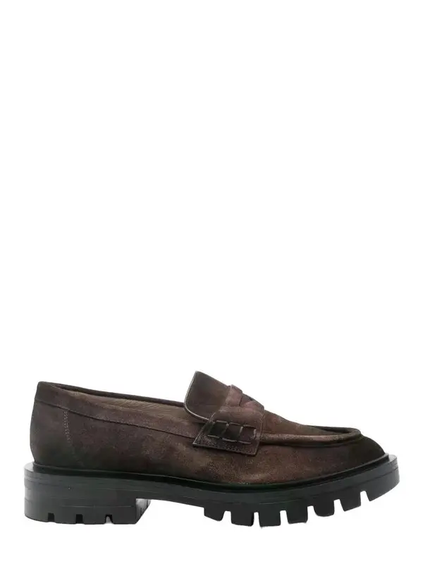 Santoni Suede Penny Loafers - Brown
