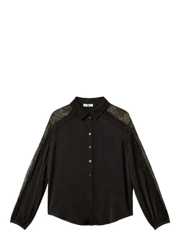 TWINSET Lace-detailing Satin Shirt - Black