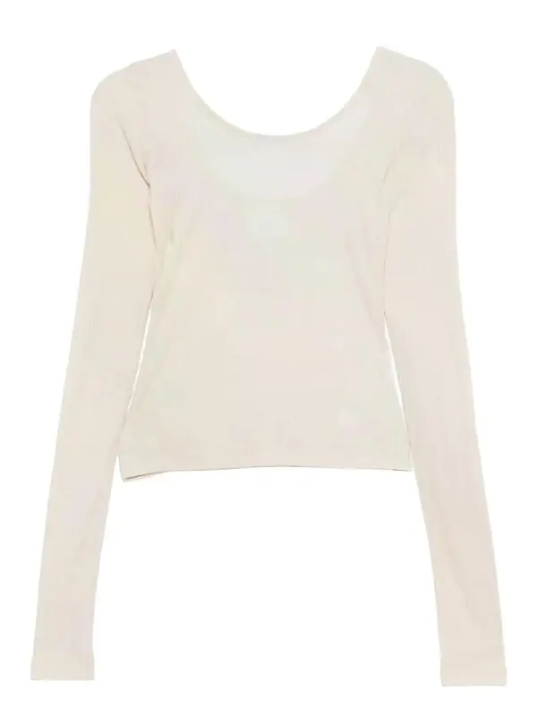 HALFBOY Long-sleeve Ribbed Knit Top - Neutrals