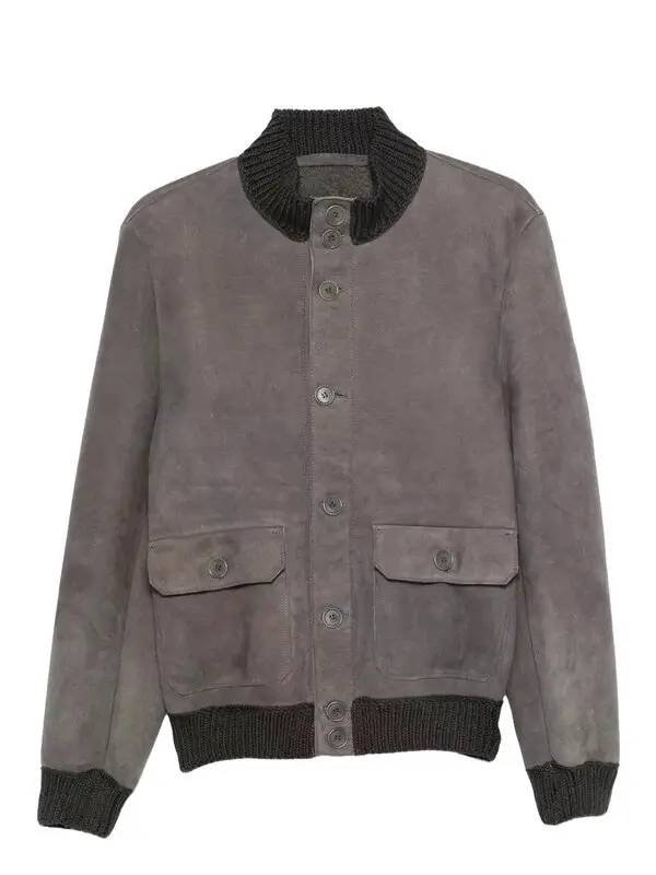 SALVATORE SANTORO Ribbed-trim Bomber Jacket - Grey