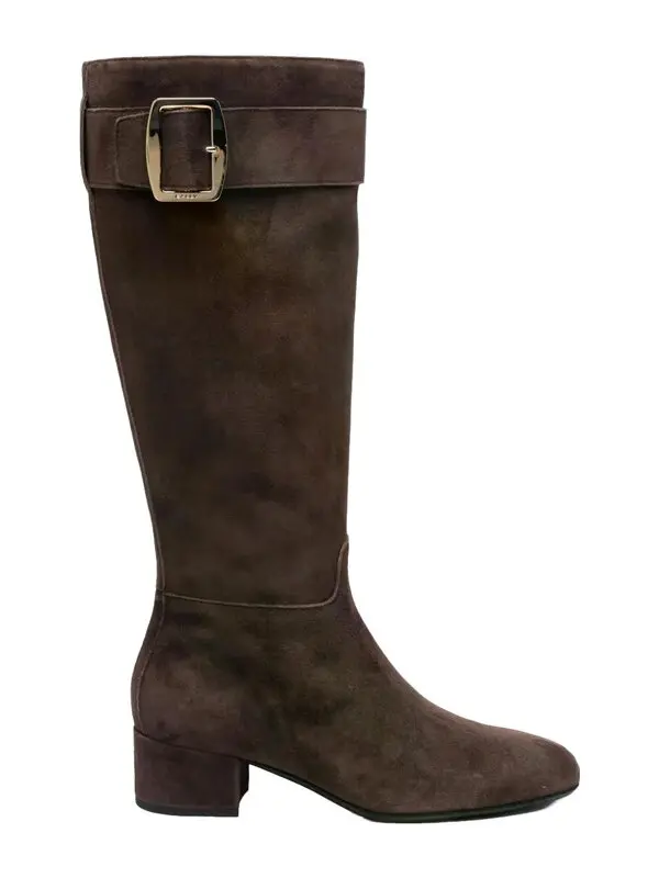 Bally Buckled Knee High Boots - Brown
