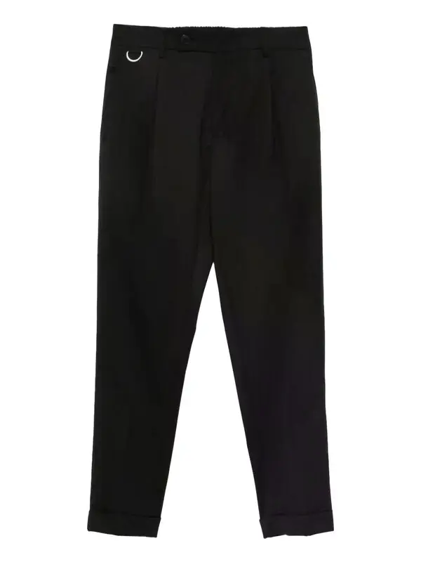 LOW BRAND Pleated Straight-leg Trousers - Black