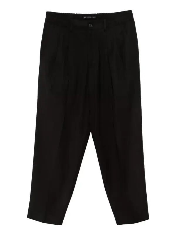 LOW BRAND Pleated Wide-leg Trousers - Black