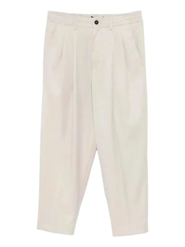 LOW BRAND Pleated Straight-leg Trousers - Neutrals