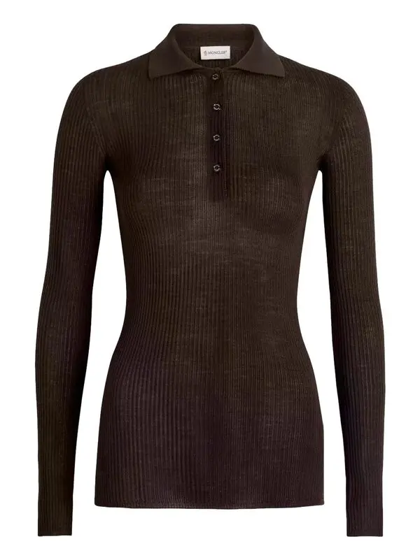 Moncler Long-sleeve Polo Shirt - Brown