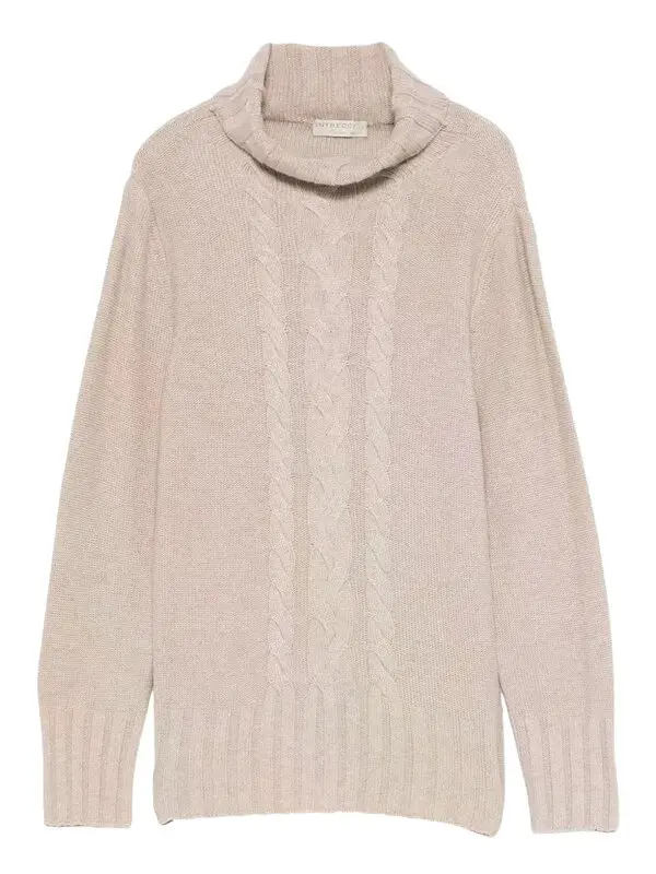 INTRECCI Cable-knit Roll-neck Sweater - Neutrals