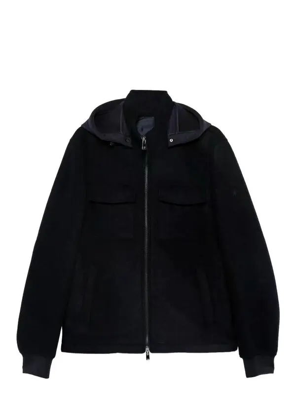 MANUEL RITZ Hooded Zip-up Bomber Jacket - Blue