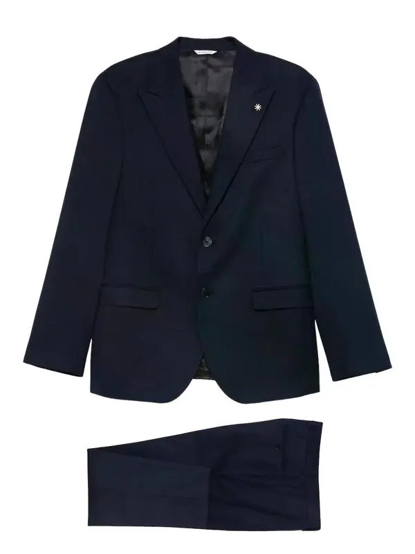 MANUEL RITZ Stretch Hopsack-eye Suit - Blue