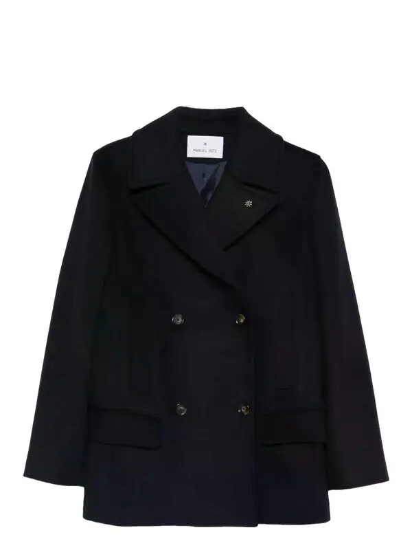 MANUEL RITZ Double-breasted Wool-blend Coat - Blue