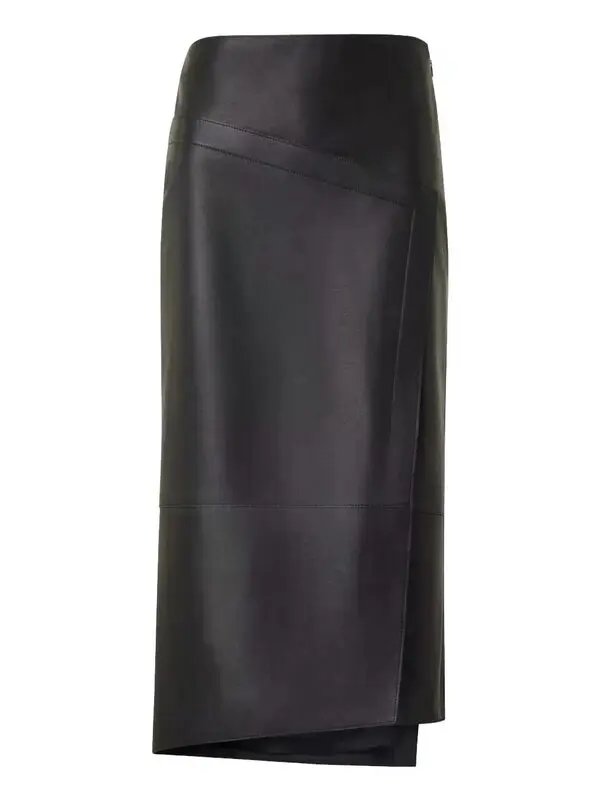 Akris Leather Asymmetric Skirt - Black