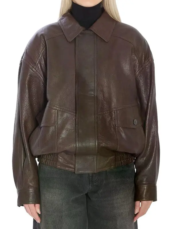 Saint Laurent Pointed-collar Lambskin Jacket - Brown