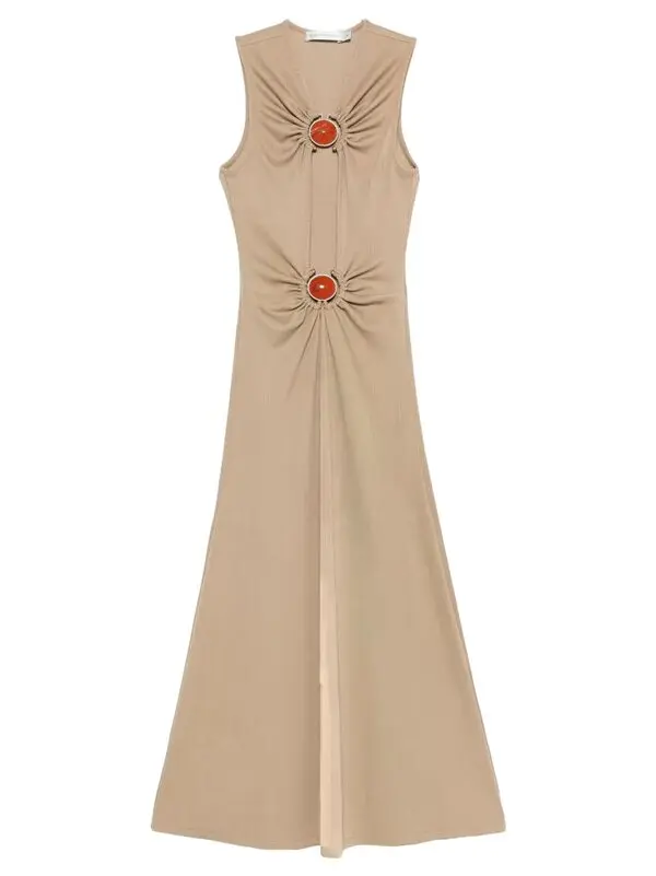 Christopher Esber Stone-detail Ruched Maxi Dress - Neutrals