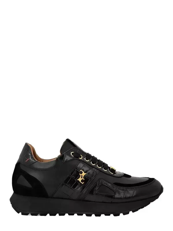 BILLIONAIRE Crocodile-embossed Leather Sneakers - Black