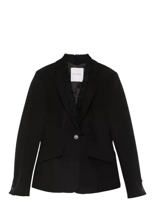 ERMANNO FIRENZE Lace Detail Single-breasted Jacket - Black