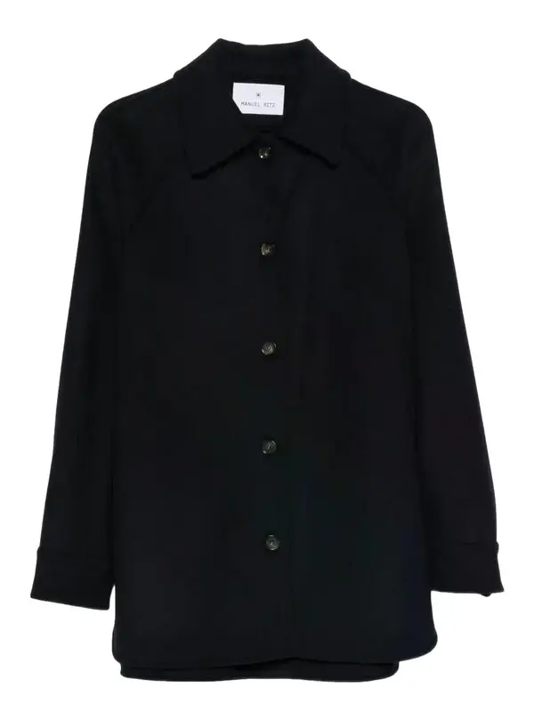 MANUEL RITZ Buttoned Wool-blend Coat - Blue