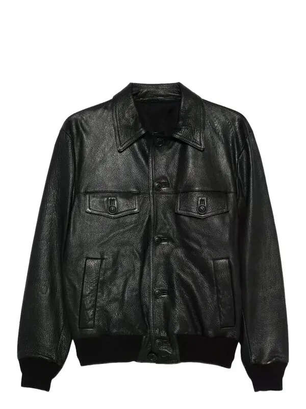 SALVATORE SANTORO Collared Leather Jacket - Black