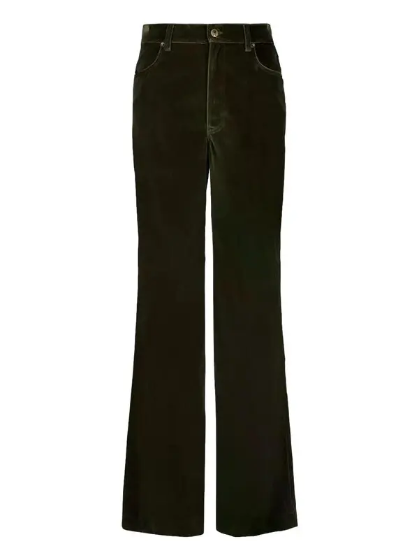 La DoubleJ Flared Cotton Trousers - Green