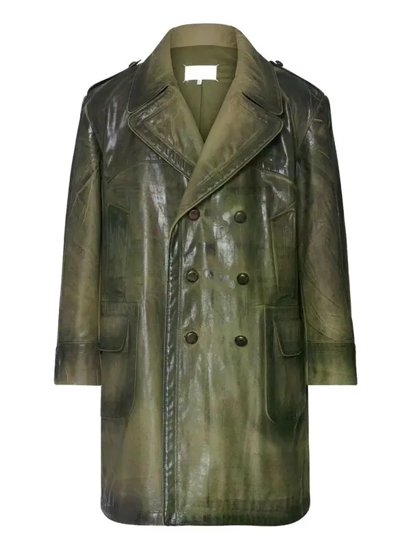 MAISON MARGIELA Double-breasted Cotton Coat - Green
