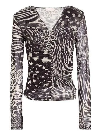 LIU •JO Leopard-print Tulle Top - Black