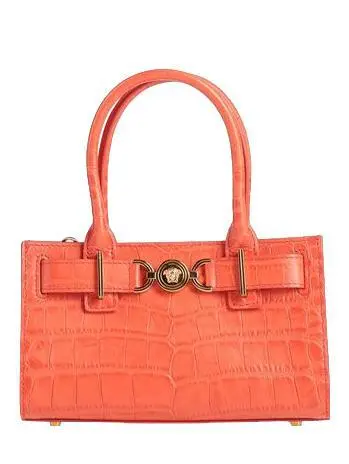 Versace Calfskin Crocodile-print Tote - Orange