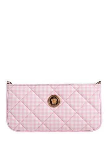 Versace Shoulder Bag In Textile Fibers And Leather - Pink