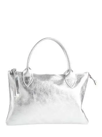 LAURA DI MAGGIO Leather Handbag With Detachable Strap - Silver