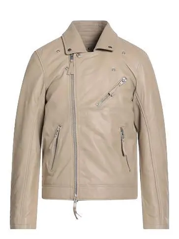 Bolongaro Trevor Sheepskin Biker Jacket - Beige