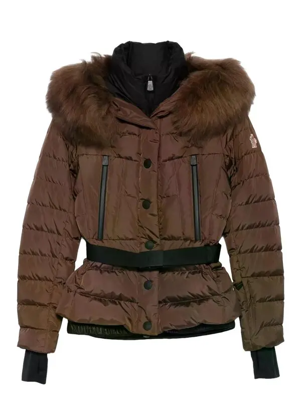 Moncler Belted Puffer Jacket - Brown
