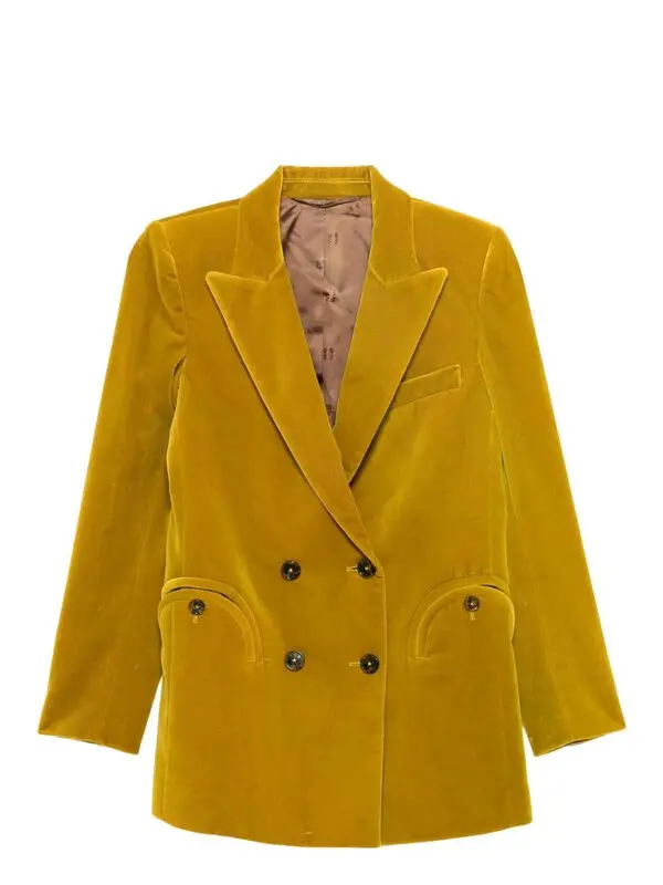 BLAZÉ MILANO Velvet Double-breasted Blazer - Yellow