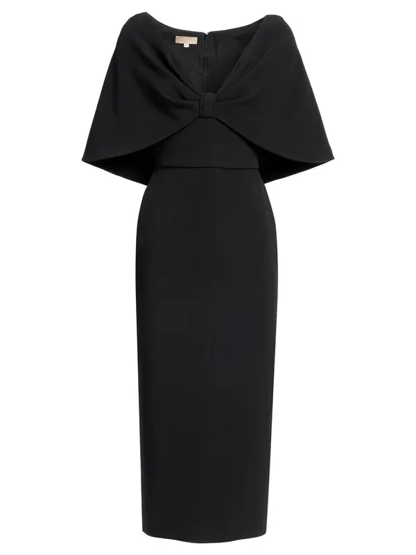 Elie Saab Cape-sleeve Cady Midi Dress - Black