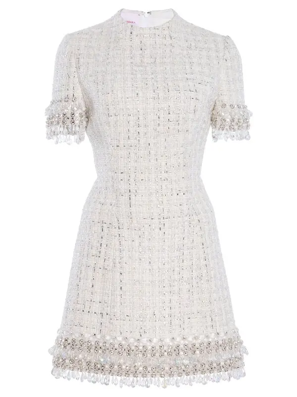 Carolina Herrera Embellished Tweed Mini Dress - Ivory