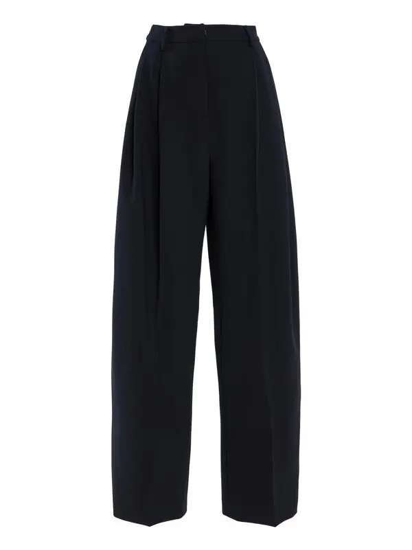 Carolina Herrera Pleated Wool-blend Trousers - Black