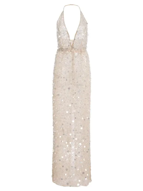 Carolina Herrera Paillette-embellished Column Gown - Nude