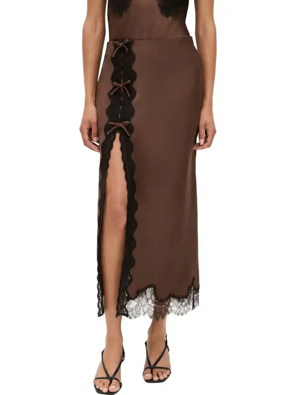 LoveShackFancy Calder Skirt - Chocolate Brown