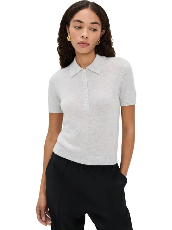 ATM Anthony Thomas Melillo Exposed Seams Cashmere Polo - Grey