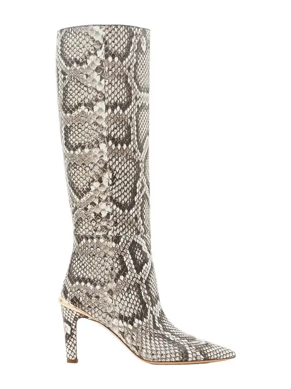 Gabriela Hearst Aura High Heel Stiletto Tall Boot Inversa Snakeskin - White/black