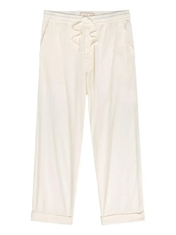 SMR DAYS Embroidered Straight-leg Cotton-blend Trousers - Ecru
