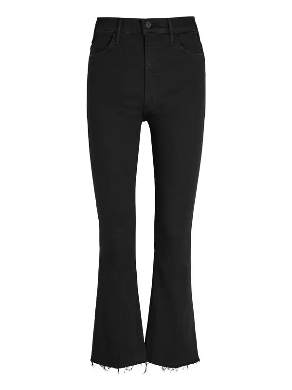 MOTHER The Hustler Ankle Fray Slim Flared-leg Jeans - Black