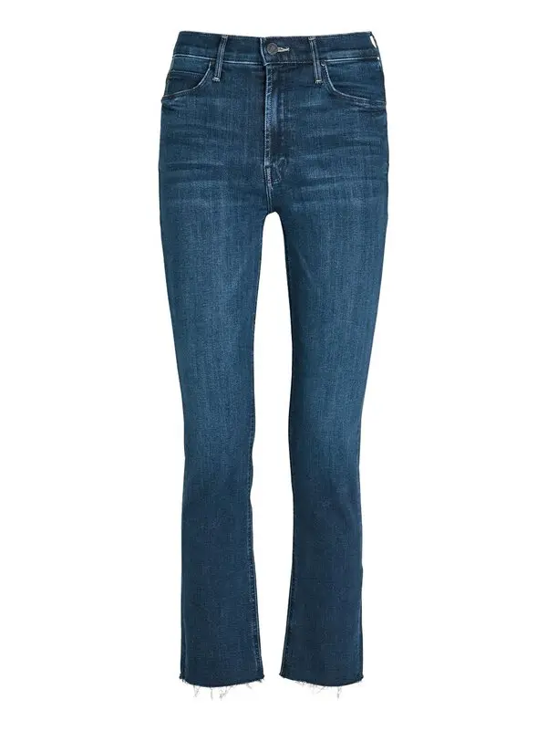MOTHER The Dazzler Ankle Fray Slim Straight-leg Jeans - Blue