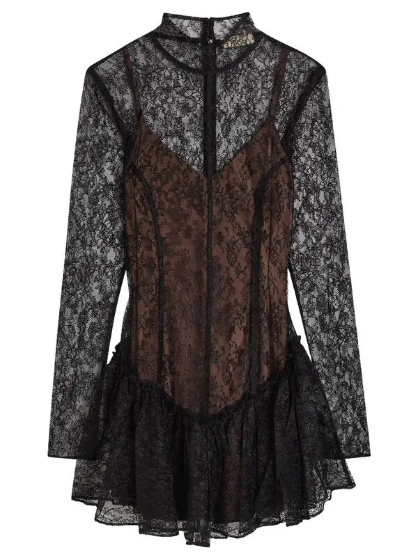 DE LA VALI Brisa Lace Mini Dress - Black