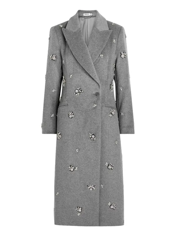 Simkhai Gianni Embellished Wool-blend Coat - Grey