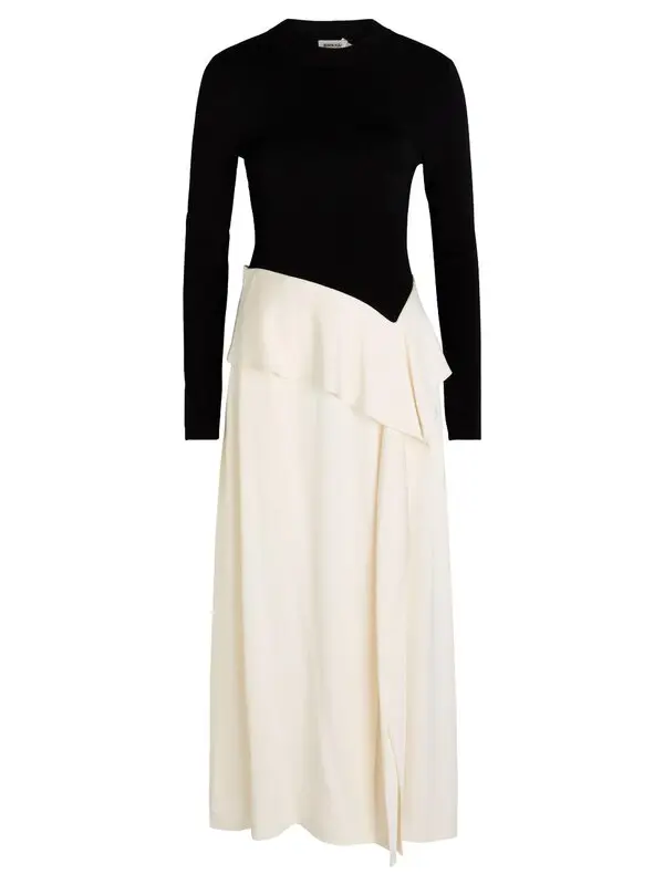 Simkhai Ornella Color-block Knit And Crepe Midi Dress - Black And White